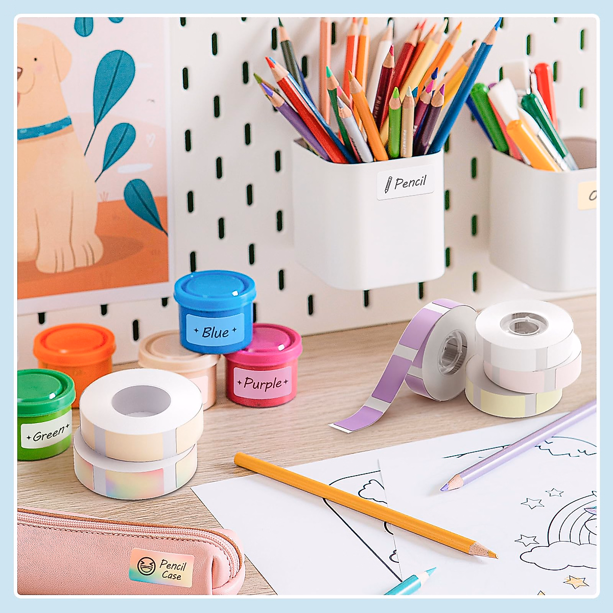 MUNBYN Thermal Label Tape for Penguin Bluetooth Label Maker Machine, 15 x 30mm 210 Labels/Roll, Self-Adhesive Label for Home, Office, School (White)