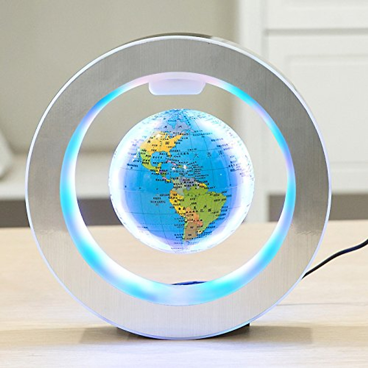 FUGEST Levitation Floating Globe 4inch Rotating Magnetic Mysteriously Suspended In Air World Map Home Decoration Crafts Fashion Holiday Gifts (Blue)