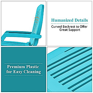 Giantex Chaise Lounge Outdoor, 6 Adjustable Backrests Lounge Chair Recliner, Outdoor Furniture for Patio Poolside Garden, Foldable Sun Lounger with Wheels (1, Turquoise)