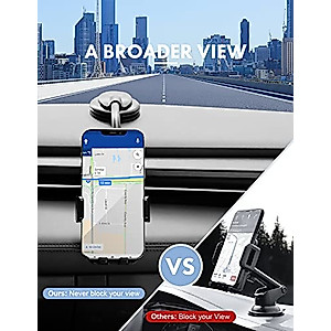 MOKPR Cell Phone Mount for Car, Car Phone Holder with Long Arm Dashboard Anti-Shake Stabilizer Phone Holder Compatible with iPhone, Android Phone etc