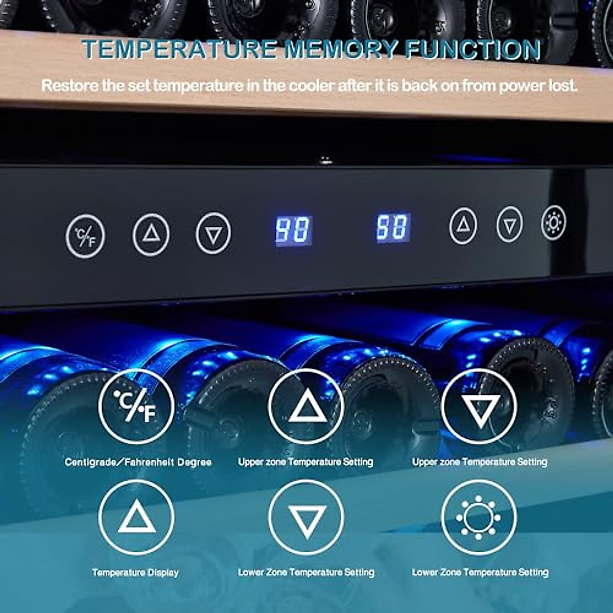 Kalamera 157 Bottle Freestanding Wine Cooler Refrigerator With Stainless Steel, triple-layered Tempered Glass Door, Electronic One-Touch Control with LED Display Wine Fridge