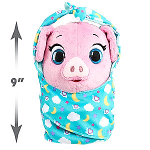 Disney Jr T.O.T.S. Cuddle & Wrap Plush, Pearl the Piglet, Officially Licensed Kids Toys for Ages 3 Up by Just Play