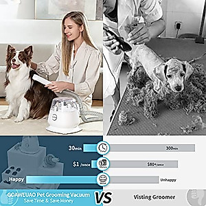 Goawuao Dog Grooming Kit, Pet Vacuum, Dog Hair Vacuum, Pet Cat Grooming Kit with Brush Clipper Deshedding Cleaning Brush, Professional Pet Salon