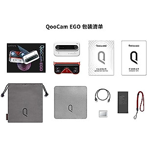 QooCam EGO Instant View 3D Camera Binocular 4K Sports Camera VR Adaptation 3D Lipo Vlog Camera HD (White)