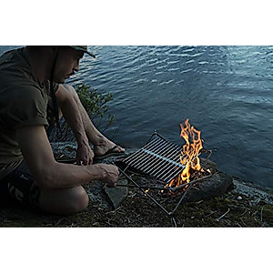 Wolf and Grizzly Grill Edition Kit | Camping Grill for Backpacking, Camping and Bushcraft | The Perfect Compact, Folding Grill for Your Next Adventure | Camping Grill Grate Over Fire/Campfire Grill