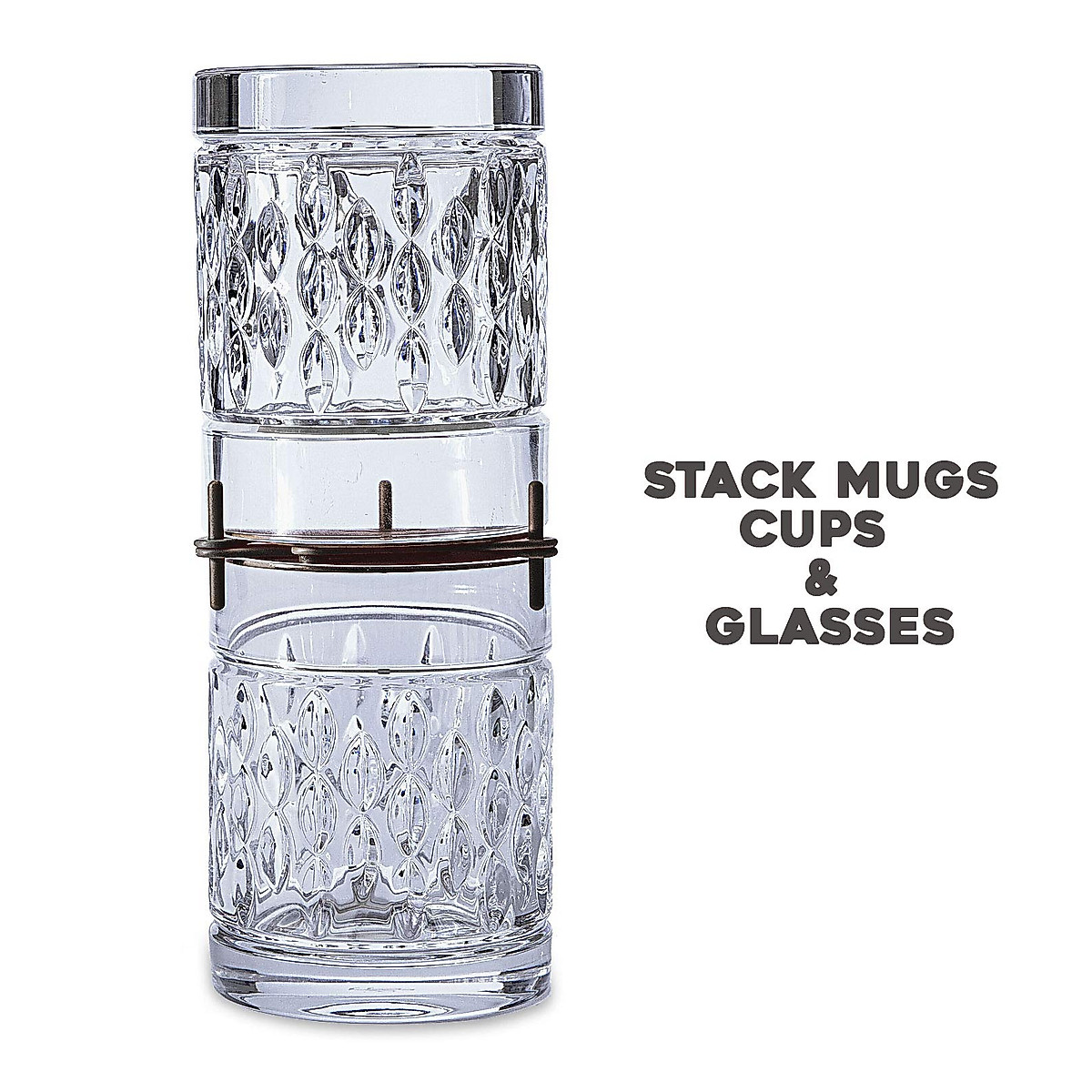 ELYPRO Coffee Mug Organizers and Storage, Kitchen Cabinet Shelf Organizer - Cupboard and Pantry Organization, Expandable Stackable Gadget for Tea Cup and Coffee Mugs, Save Space (Black)