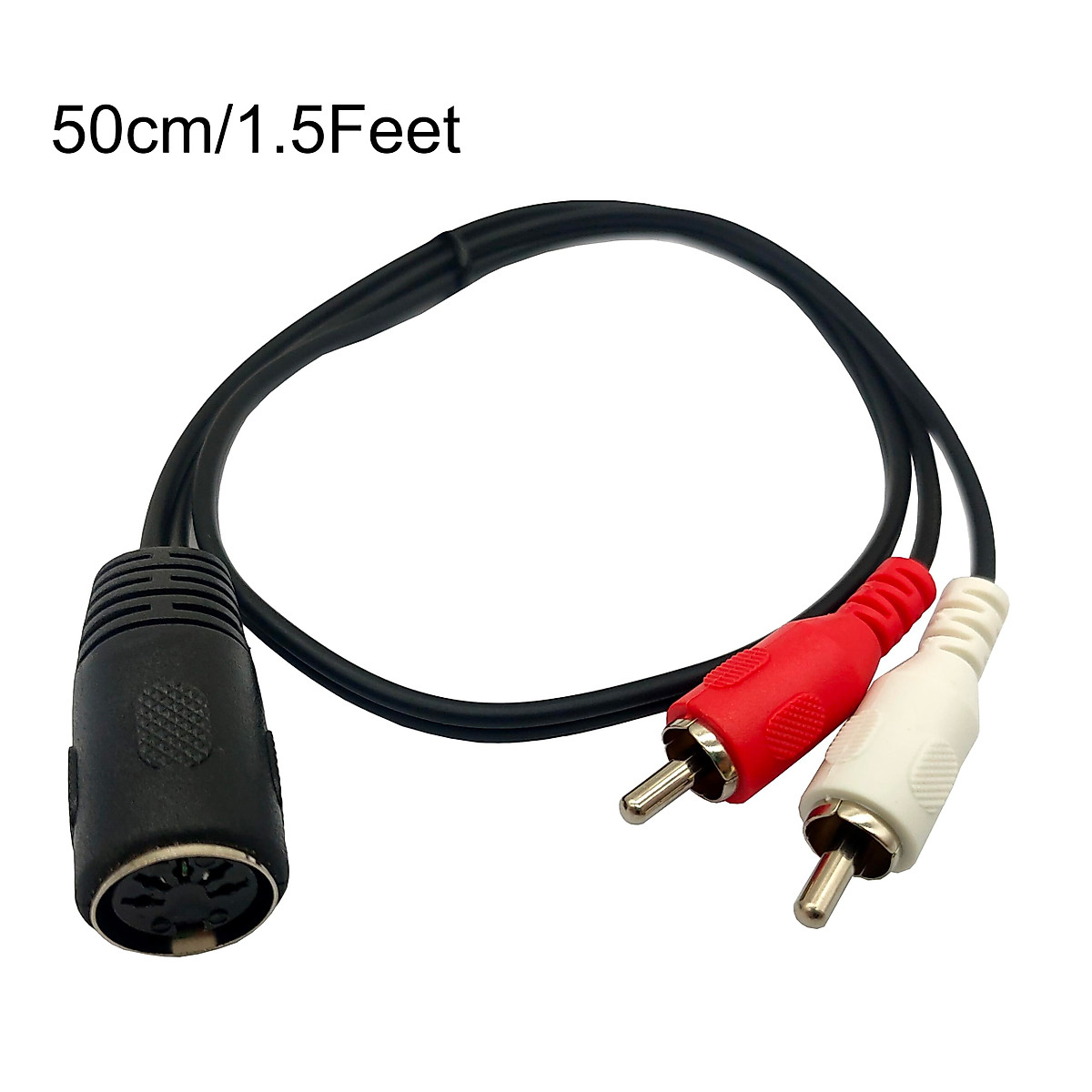 Qaoquda DIN 5 Pin to RCA Cable, 1.5Ft/50cm 5-Pin Din Female to 2 RCA Male Audio Adapter Cable for Electrophonic Bang & Olufsen, Naim, Quad, Stereo Systems