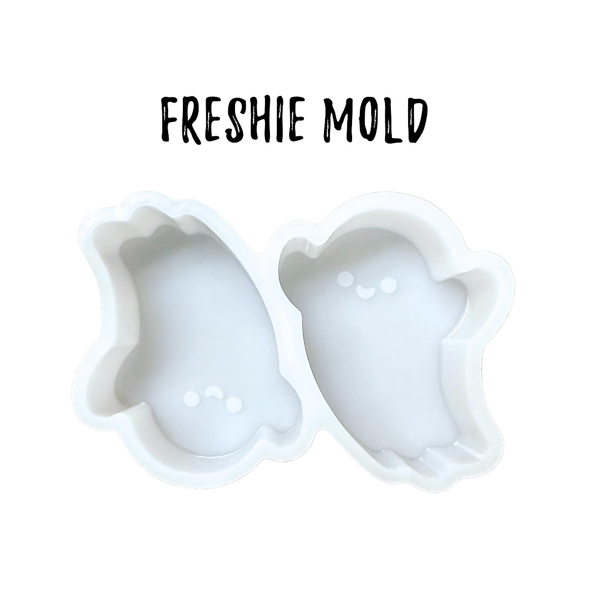 Ghost Vent Clip Car Freshie Silicone Mold | 2 pk 2.5 x 3.5” Cute Ghosts Tray Trendy Spooky Halloween Fall Freshener Heat Tolerant Oven Safe 450 F Boo