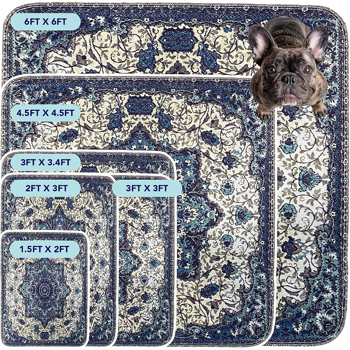 PUPIBOO Washable Pee Pads for Dogs - Super Absorbent Reusable Puppy Training Pads - 100% Waterproof, Leak-Proof & Non-Slip Whelping Pads for Pet Housebreaking