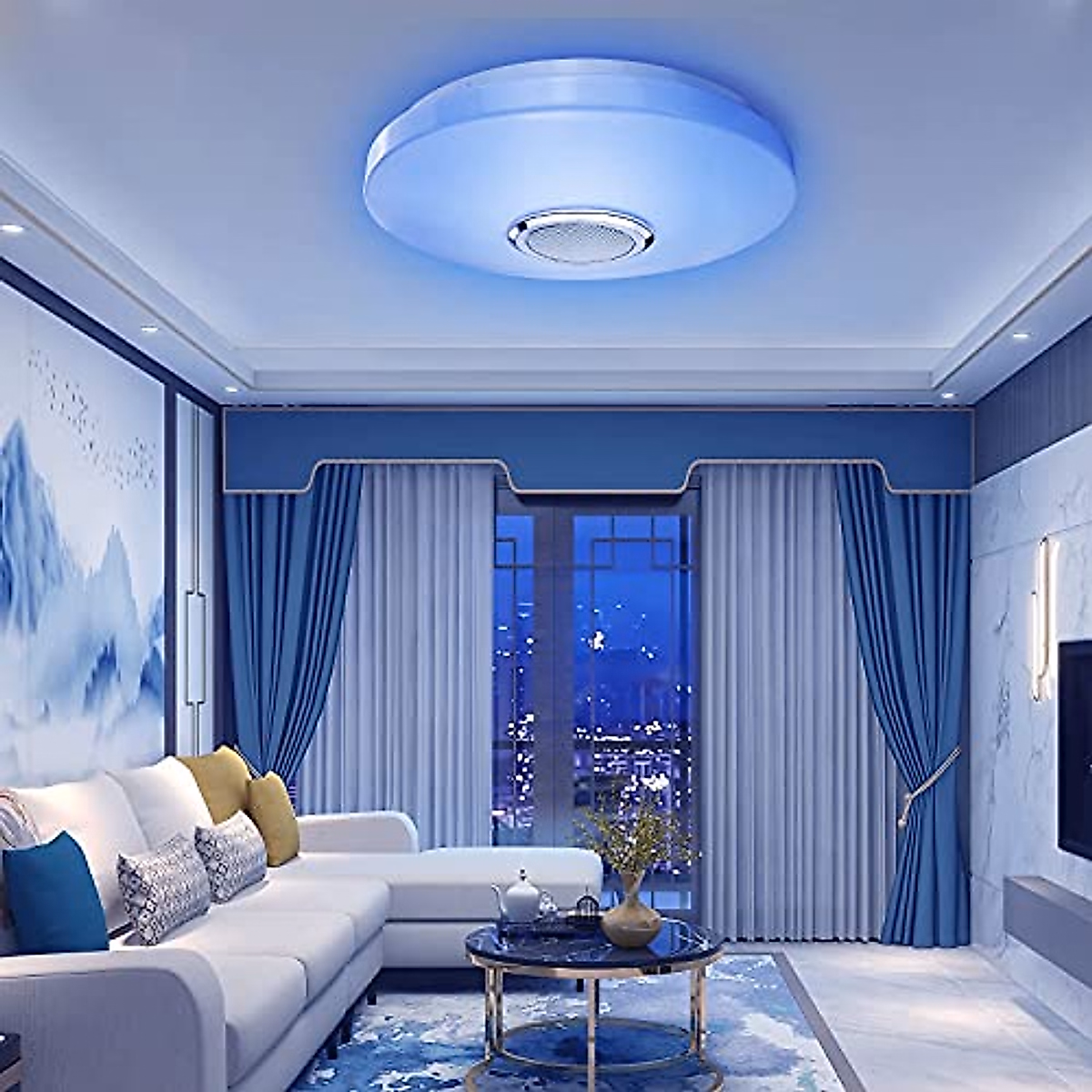 CheDux 36W RGB LED Ceiling Light with Bluetooth Speaker,12 Inch Cool/Warm/White Color Changing Ceiling Lamp with App and Remote Control,Waterproof Ceiling Lights for Child Bedroom Bathroom