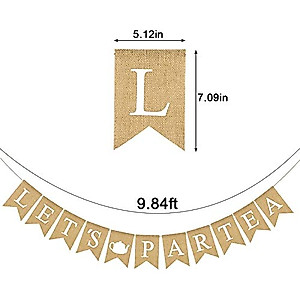 Rainlemon Jute Burlap Let's Partea Banner Tea Themed Baby Shower Birthday Party Bridal Shower Garland Decoration