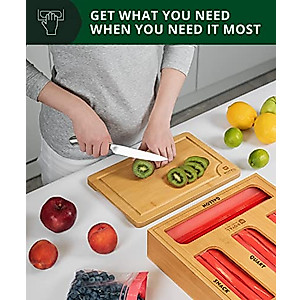 ROYAL CRAFT WOOD Bamboo Ziplock Bag Storage Organizer - Food Storage Bags Container with Slider - Kitchen Plastic Bags Storage Organization Compatible for Sandwich & Snack Bags