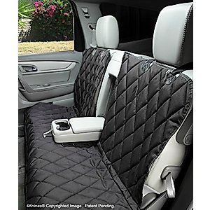 4Knines Dog Seat Cover Without Hammock for Fold Down Rear Bench Seat 60/40 Split and Middle Seat Belt Capable - Heavy Duty - Black Regular - Fits Most Cars, SUVs, and Small Trucks - USA Based Company