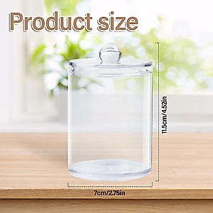 Emlim 3 PACK Clear Plastic Bathroom Vanity Canisters Jars,Holder Dispenser with Lid,Swabs Holder Jar Cotton Balls Pads For Bathroom Organization Office Dresser Organizer