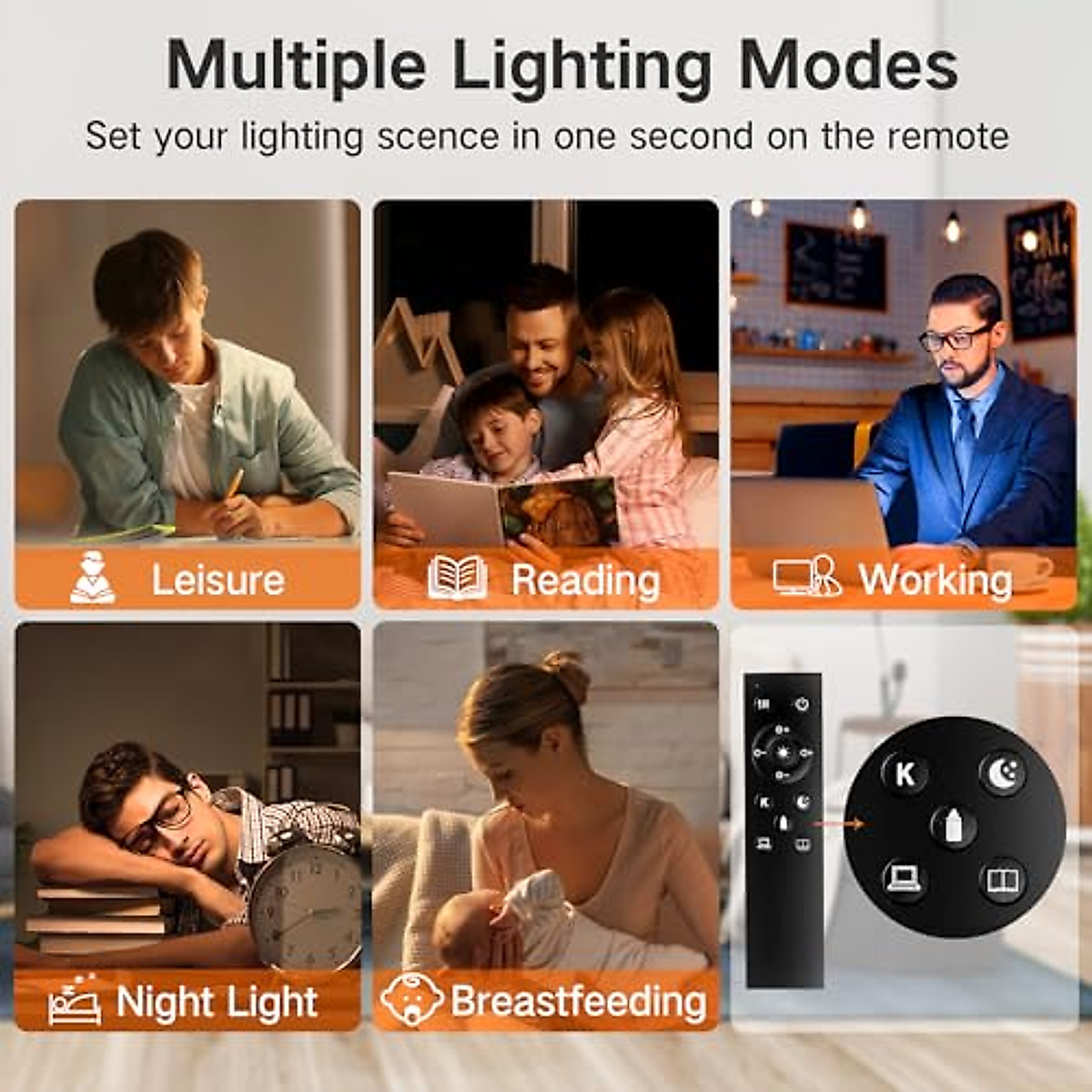 OUTON Standing Lamp, Modern Floor Lamp with Remote,4 Color Temperatures, Stepless Dimmable Brightness, Timmer, Torchiere Lamps for Living Room, Bedroom, Office, Reading(9W LED Bulbs Included)