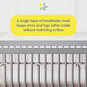 BreathableBaby Breathable Mesh Crib Liner - Deluxe Muslin Collection - White - Fits Full-Size Four-Sided Slatted and Solid Back Cribs - Anti-Bumper