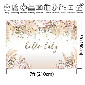 Mocsicka Boho Baby Shower Backdrop for Girl Floral Baby Girl Baby Shower Background Pink Pampas Grass It's a Girl Baby Shower Party Cake Table Decoration Photo Booth Props (7x5ft)
