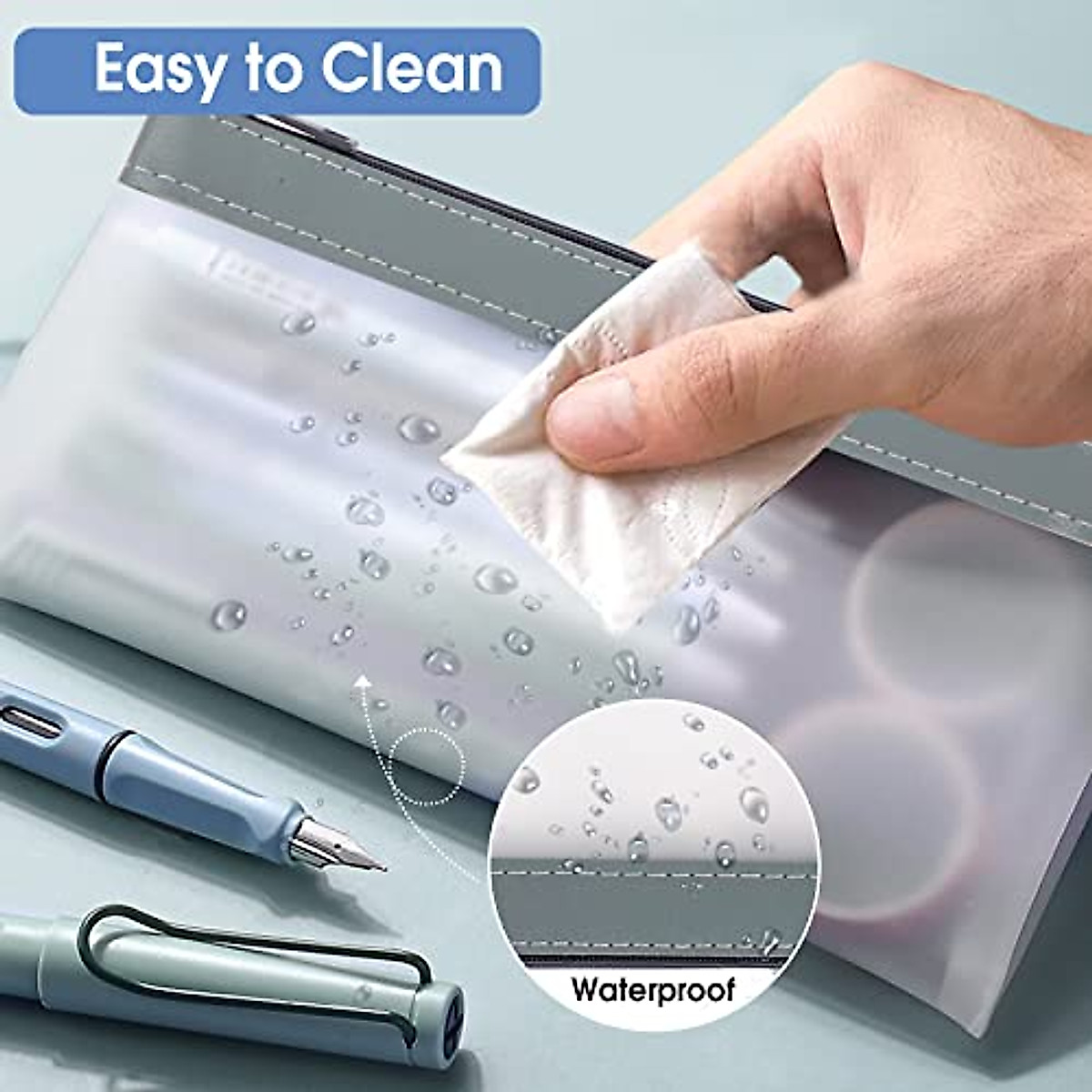 Jasilon 4 Pcs Pencil Case,Makeup Bag for Girls Women Pencil Storage Pouch, Clear Pencil Pouches, Zipper Pen Case Bag,Office College School Gift for adults Teen Girl Boy