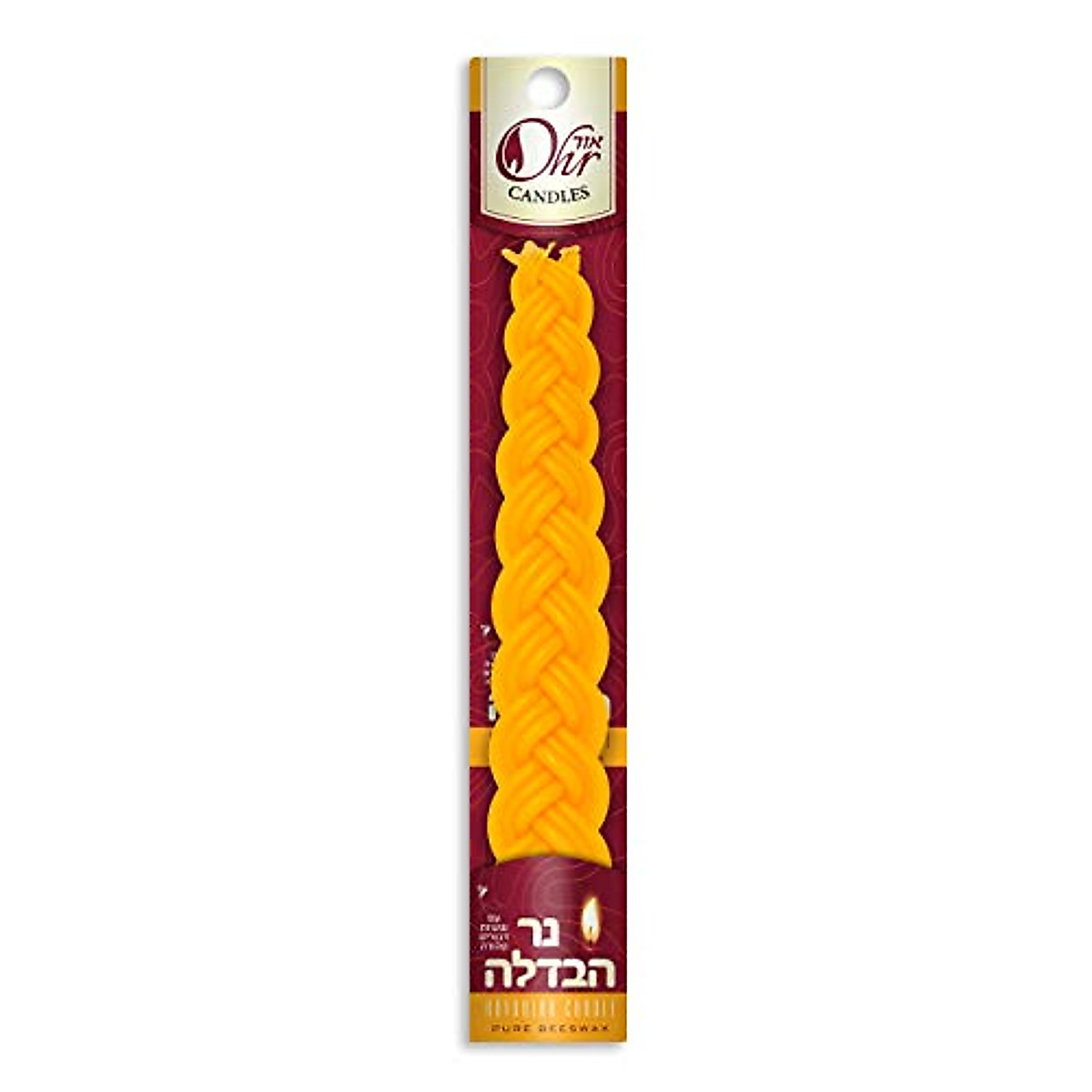 OHR CANDLES Braided Beeswax Havdalah Candle - Pure Bees Wax Shabbat Candle - Shabbat Judaica Gift - Flat Braid- 3-Pack