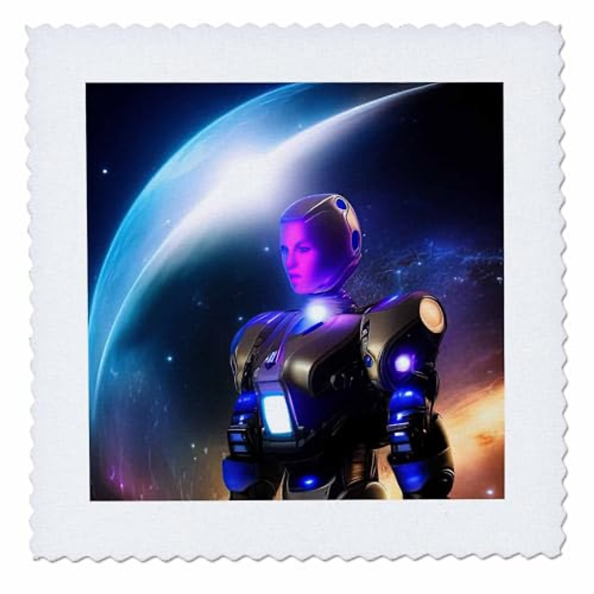 3dRose Woman Astronaut a New Planet. Fantasy Space Travel Exploration... - Quilt Squares (qs-378790-2)