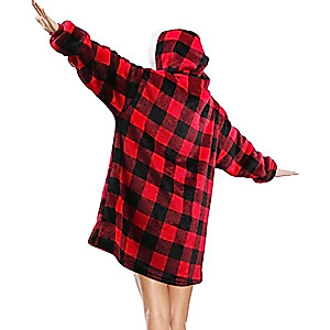 Oversized Wearable Blanket Hoodie, Sherpa Fleece Hoodie Blanket Sweatshirt with Pockets for Adult Women Men,One Size Fits All