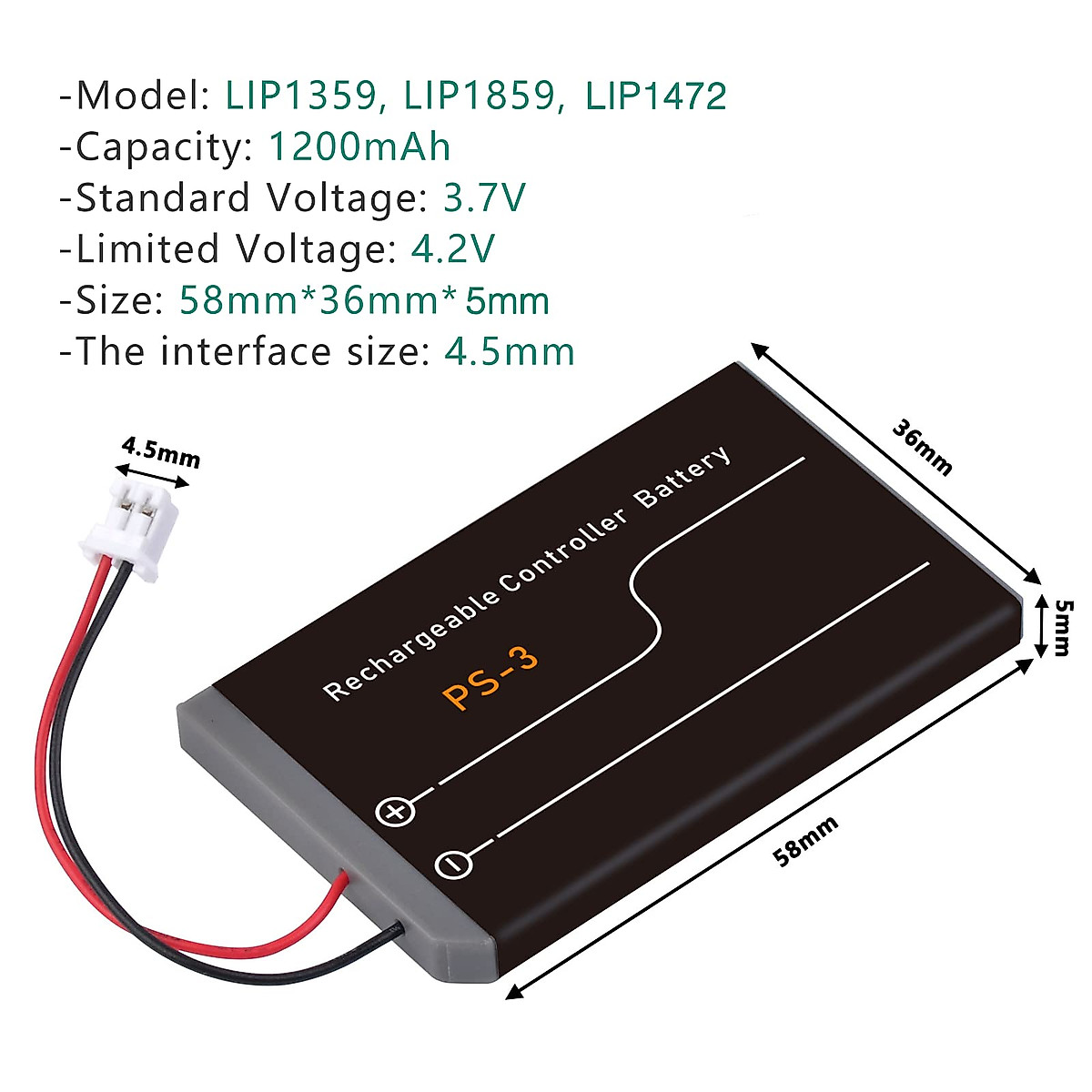 Hisewen PS3 Controller Battery, 2 Pack LIP1359 Replacement Battery Pack for Sony Playstation 3 PS3 Dualshock 3 CECHZC2E CECHZC2U Controller with USB Cable+Tools