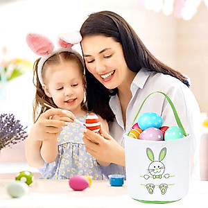 Easter Bunny Basket Bags Rabbit Canvas Toys Bucket Tote Storage Gifts Candies Handbag for Kids