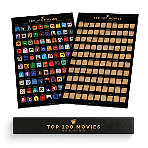 Enno Vatti Top 100 Movies Scratch Off Poster - Best Films To Watch Bucket List (16.5" x 23.4") - Ultimate Gift for Movie Lovers, Christmas, Easter, Valentine's Day