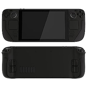 eXtremeRate Black Soft Touch Custom Faceplate Back Plate Shell for Steam Deck, Handheld Console Replacement Housing Case, DIY Full Set Shell with Buttons for Steam Deck Console - Console NOT Included