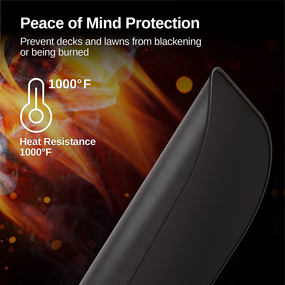 EAST OAK 36'' Fire Pit Mat for Low Smoke Outdoor Firepit Wood Burning Campfire, Portable fire Pit, Charcoal Grills, Wood Pellet Smokers, for Patio, Backyard, Deck, Garden and Poolside Use, Black