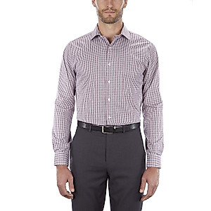 Van Heusen mens Regular Fit Flex Collar Check Dress Shirt, Port, 17.5 Neck 36 -37 Sleeve X-Large US