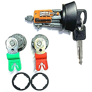 Ford Ignition Switch Lock Cylinder + Pair (2) Door Lock Cylinder W/2 Logo Keys LC6177 + DL5886
