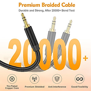 HOSONGIN 3.5mm to Dual 1/4 Cable, 3.5mm 1/8 TRS to Dual 6.35mm 1/4 TS Mono Breakout Cable Y Splitter Stereo Cable Cord Compatible with Smartphone, iPod/MP3, Tablet, PC, CD Player, Speaker - 6 Feet