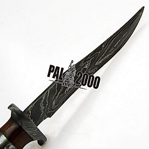PAL 2000 KNIVES DAG-9571 Custom Handmade Damascus Steel Fixed Blade Knife Beautiful Rose Wood Handle With Sheath