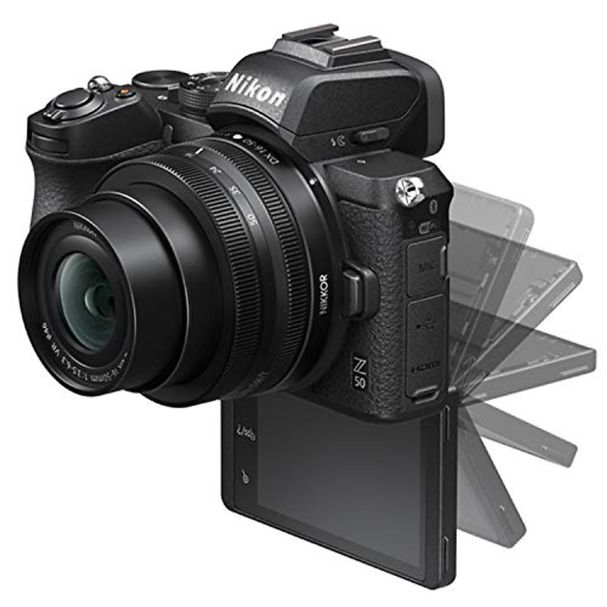 Nikon Z50 Mirrorless Digital Camera 20.9MP W/Nikkor Z 16-50mm Lens + Shot-Gun Microphone + LED Always on Light+ 64GB Extreme Speed Card, Gripod, Case, and More (26pc Video Bundle)