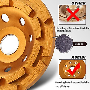 KSEIBI 644030 Diamond Concrete Grinding Wheel 4 1/2 inch for Polishing and Cleaning Stone Concrete Surface, Cement, Marble, Rock, Granite, and Thinset Removing, Angle Grinder Wheels Cup