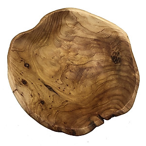 KIDYBELL Wooden bowl(10-12in),Handmade Natural Root Carving Bowl Fruit Salad Bowl