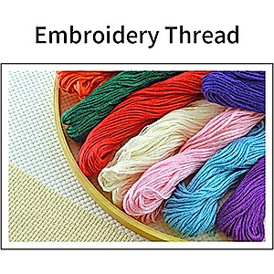 14 CT Cross Stitch Kits for Beginners Teacup & Poppy Printed Stamped Cross-Stitch Supplies Needlework Printed Embroidery Kits DIY Kits Needlepoint Starter Kits 34×26cm