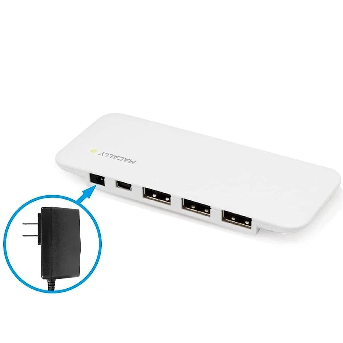 Macally 7 Port Powered USB 2.0 Hub with 5V 2A Power Adapter & 3 foot long Cable (7PortHub)