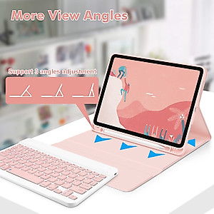 GOKOCO Keyboard case for iPad Air 6th 11 inch 2024 M2,iPad Air 5th Gen 10.9 Inch Keyboard Case 2022,Detachable Bluetooth Keyboard Cover for iPad Air 4th Gen 2020 with Pencil Holder,Auto Sleep-Pink