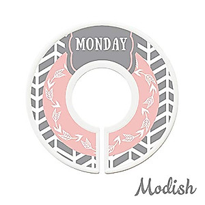 Modish Labels, Weekly Clothes Organizer, Days of the Week Closet Organizer System, Daily Closet Organizer, Closet Dividers, School Clothes Dividers (Pink Arrows)