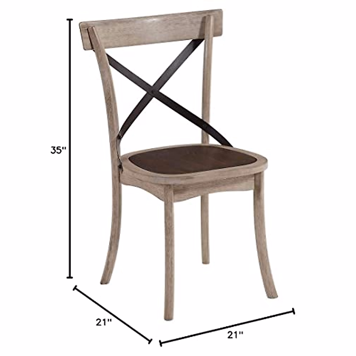 Progressive Furniture Winslet X-Back Dining Chair Set of 2, Gingerbread/White