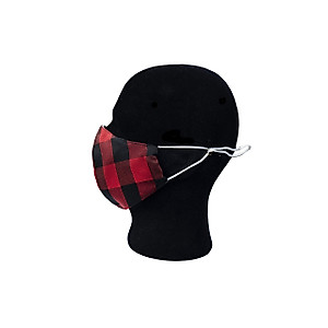 Hope Love Shine Checkered Face Masks w/Adjustable Ear Loops & Filter Pocket - Reusable, Washable Cloth Fabric Face Masks for Women, Men, Adult (Solid Black, Buffalo Plaid Red, Navy, White - 4 Pack)