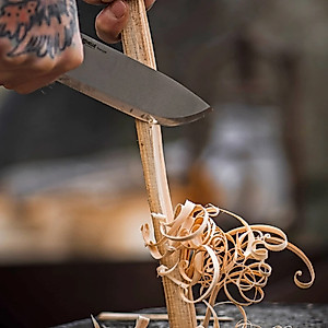 HELLE Knives - Nord - Full Tang Stainless Steel Blade, Curly Birch Handle, Fixed Blade With Sheath, Handcrafted