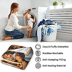 Custom Blanket with Photo Text Personalized Gift, 1-10 Pictures Customized Blanket for Mother Father Family, Christmas Halloween Thanksgiving Birthday Wedding Valentine's Day Customized Gift
