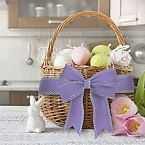 Estivaux Easter Wired Ribbons for Crafting 2.5 Inch ×10 Yards, Purple Lavender Burlap Ribbon Bows Mardi Gras Ribbon Ornaments Spring Holiday Craft Ribbons for Wreath Bow Gift Wrapping Decorations