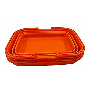 SAMMART 12L (3.17Gallon) Collapsible Tub with Handle - Portable Outdoor Picnic Basket/Crater - Foldable Shopping Bag - Space Saving Storage Container (Orange)