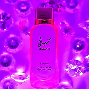 Lattafa Perfumes Premium Collection Hayaati For Men,Hayaati Gold Elixir For Women & Hayaati Makeky EDP-100ML/3.4Oz| Musk & Woody Notes. (Hayaati Women)