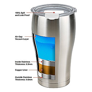 Tahoe Trails 16 oz Stainless Steel Tumbler Vacuum Insulated Double Wall Travel Cup With Lid, Red 66-186-1002