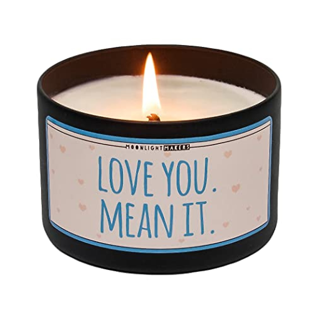Moonlight Makers Love You, Mean It Candle, Caribbean Teakwood Scented Handmade Candle, Natural Soy Wax Candle, 25+ Hour Burn Time, 8oz Tin
